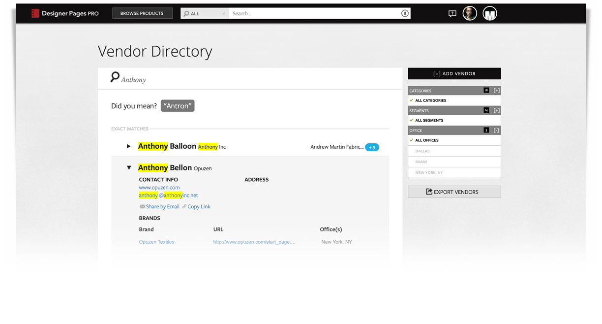 Specification Software for Interior Design